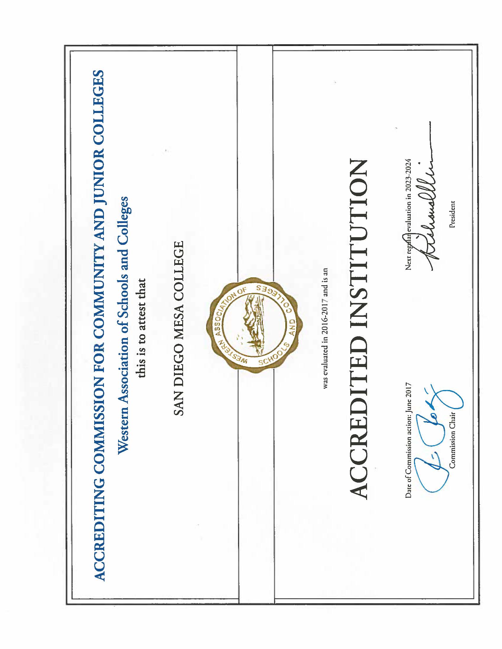 Accreditation | San Diego Mesa College